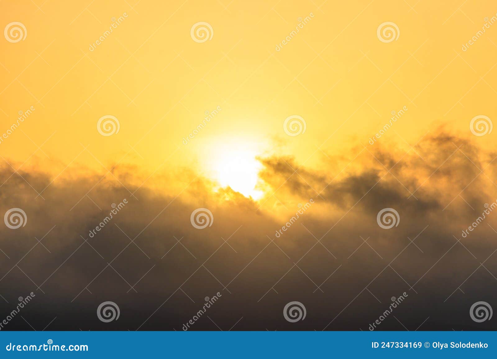 Beautiful Rising Orange Sun Above Clouds in Sky at Sunrise Stock Image ...