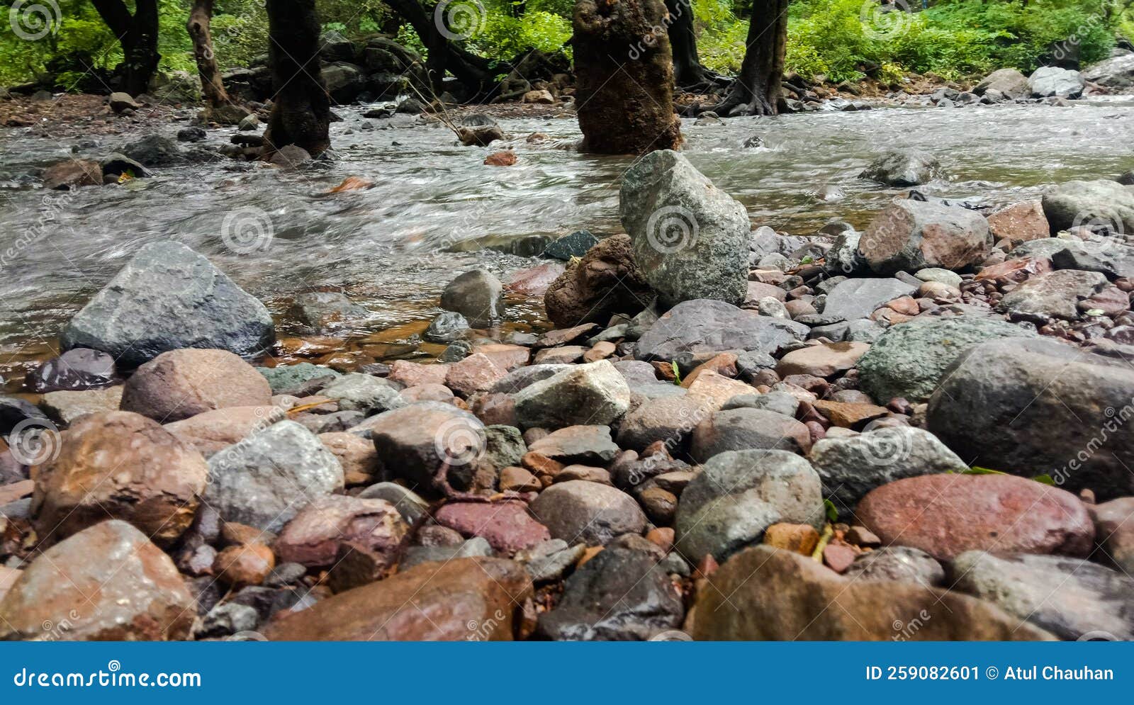 Beautiful River with Big Rocks Nature Wallpaper Stock Image - Image of ...
