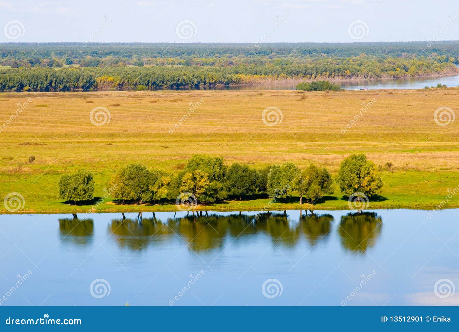 Beautiful River through the Fields Stock Image - Image of green ...