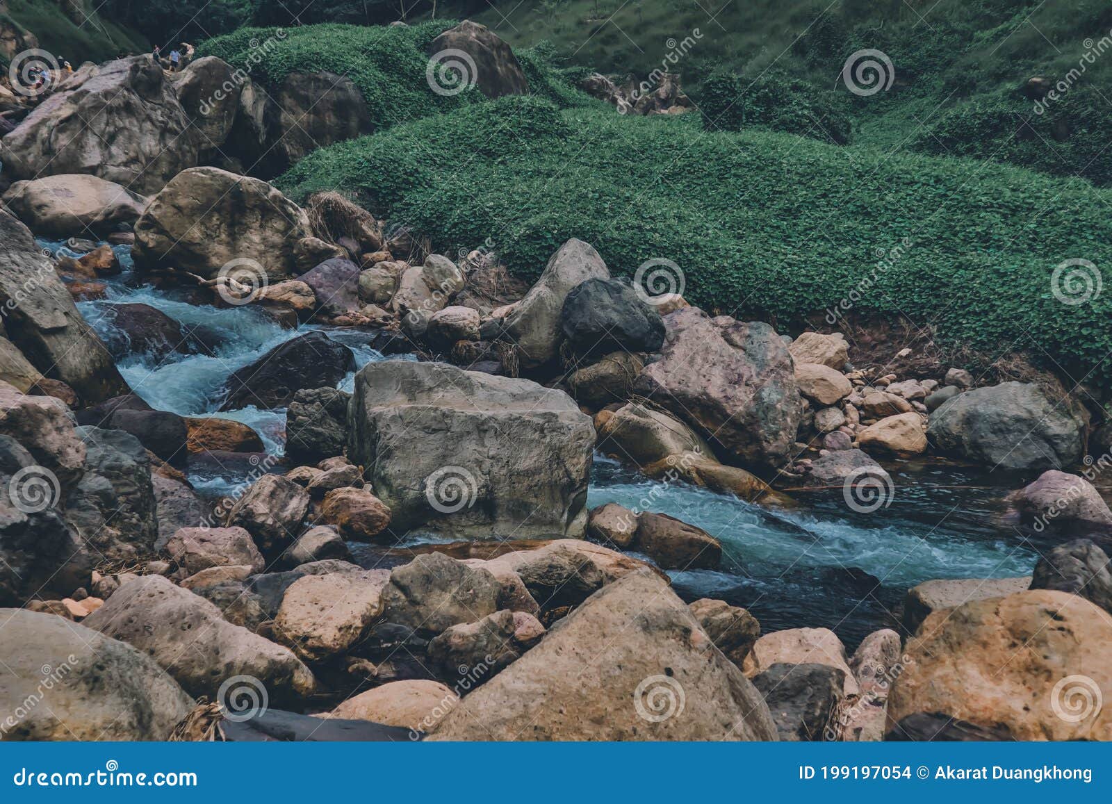 River Flows Over Rocks in this Beautiful Scene Stock Photo - Image of ...