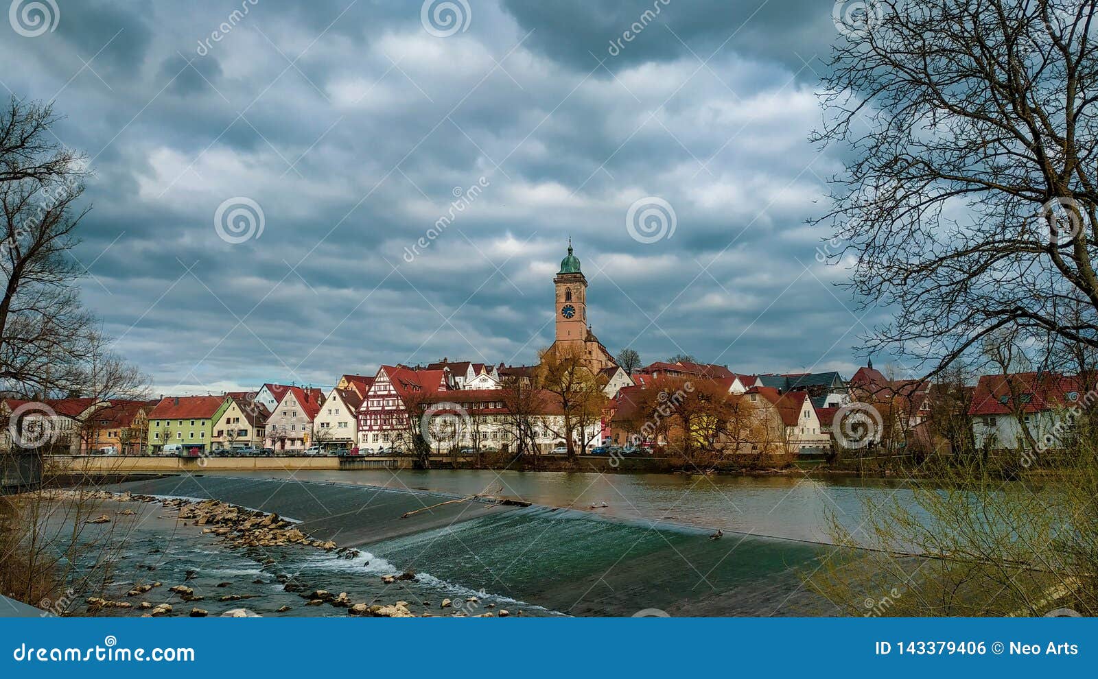 Beautiful River Front of Nurtingen, Germany. Stock Photo - Image of ...