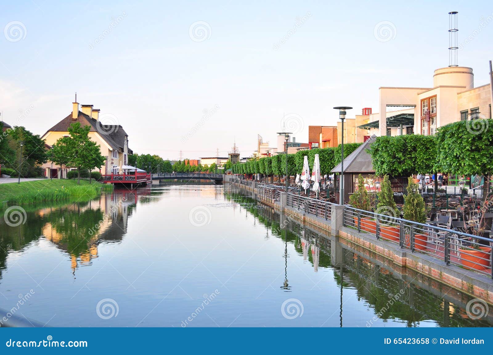A Beautiful River in the German Village. Beautiful Home and River Stock ...