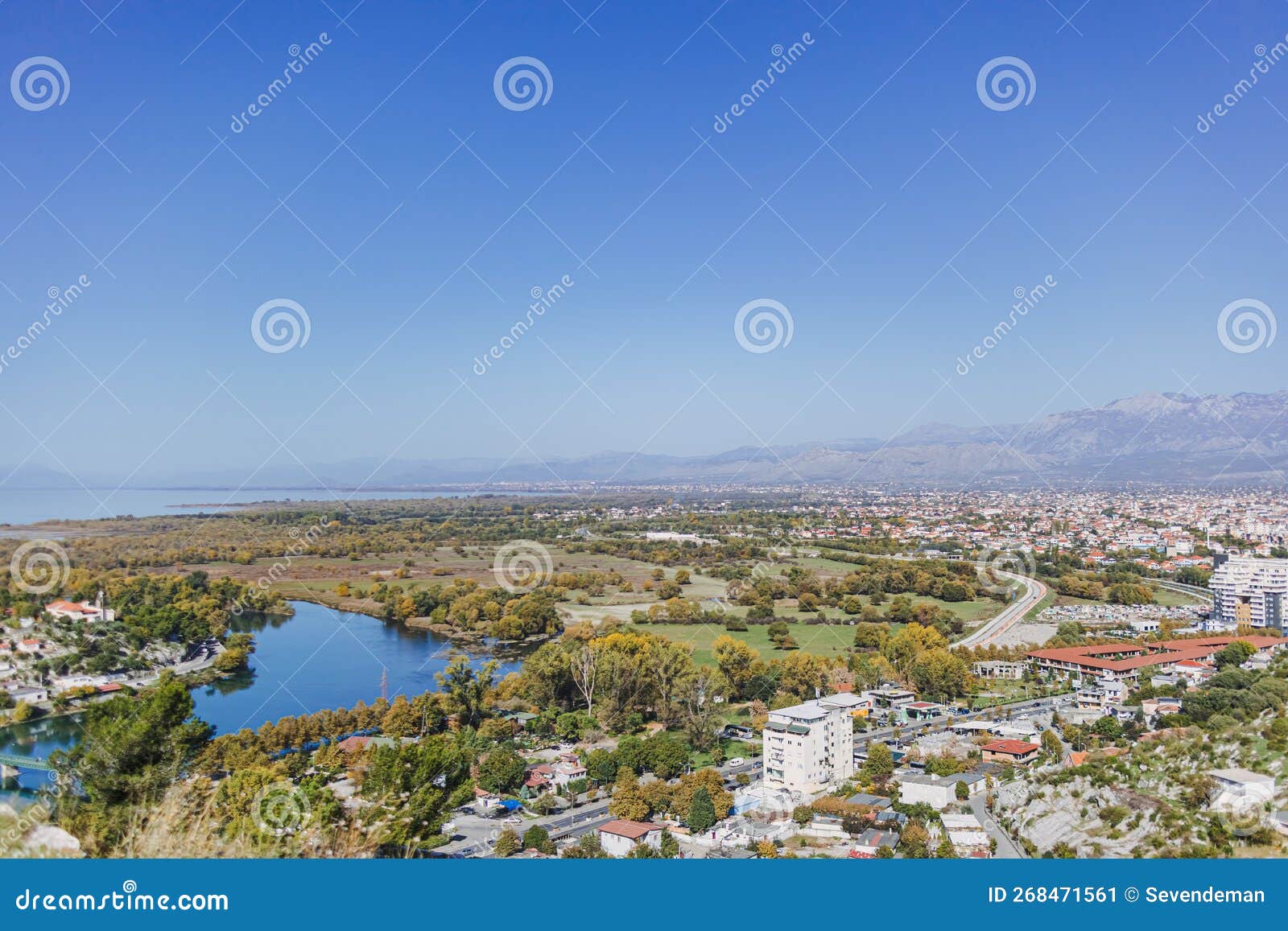 Landscape View from Above of Shkoder City in Albania. Stock Image ...