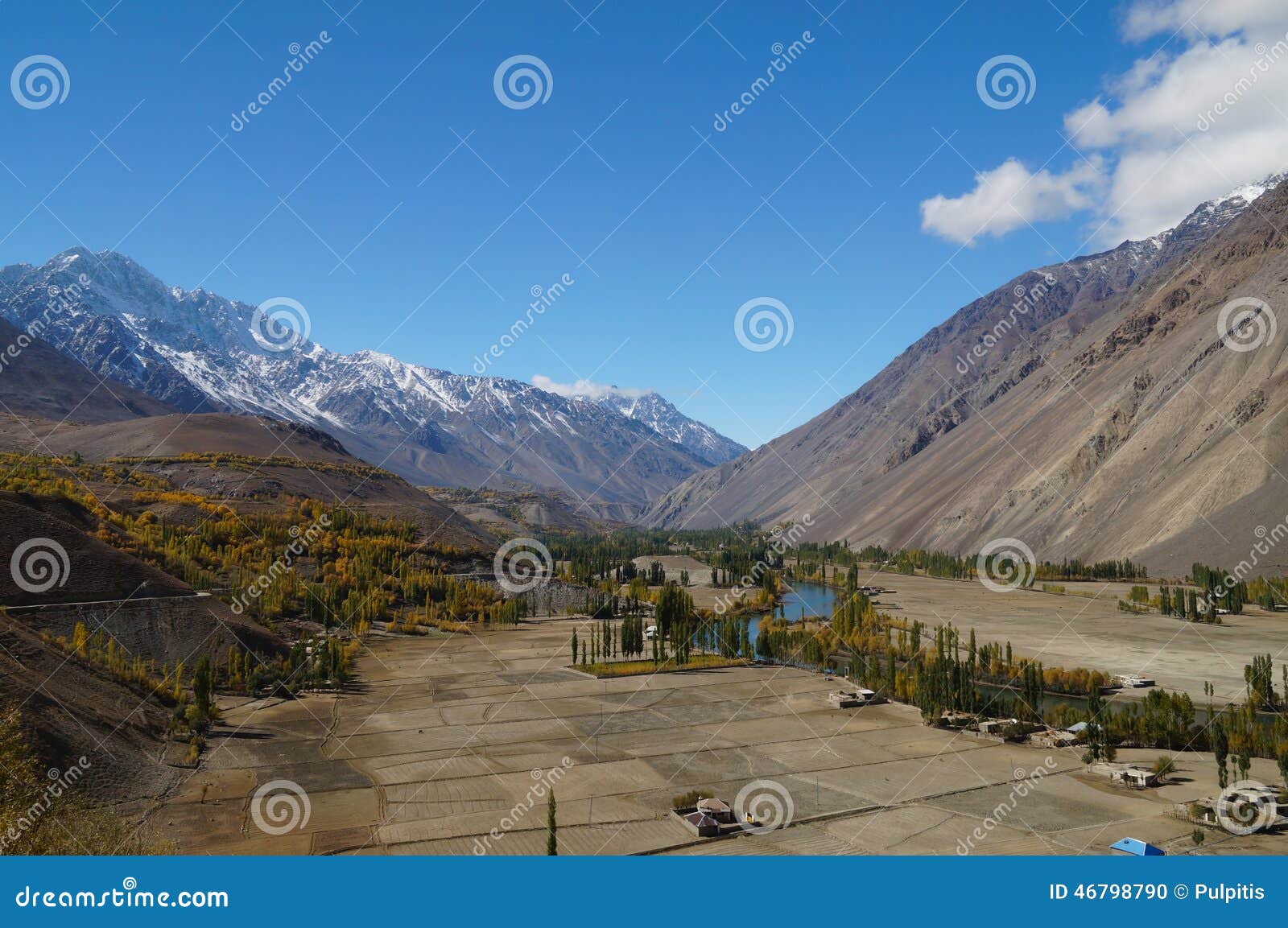 Beautiful River and Mountain in Phandar Valley, Pakistan Stock Photo ...