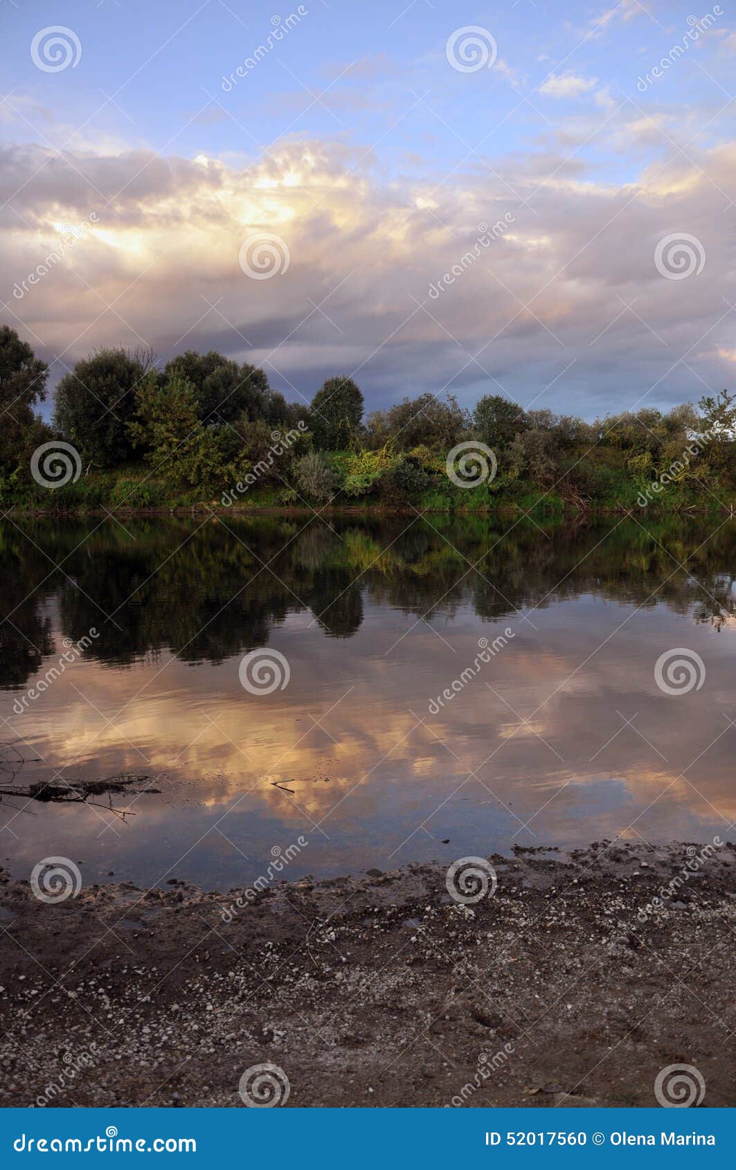 Beautiful River and Sky in the Evening Stock Photo - Image of flood ...