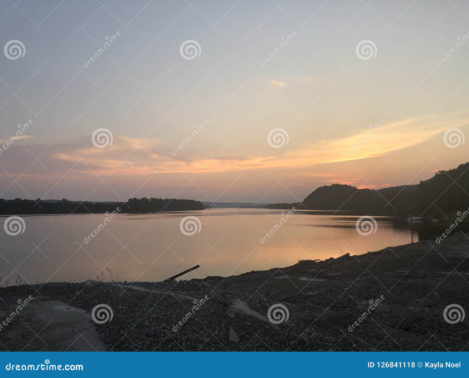 Ohio River Sunset. stock photo. Image of sunset, summer - 126841118