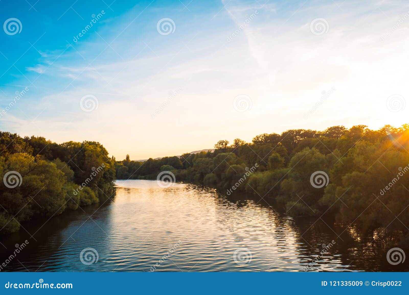 Beautiful river at sunset stock image. Image of beauty - 121335009