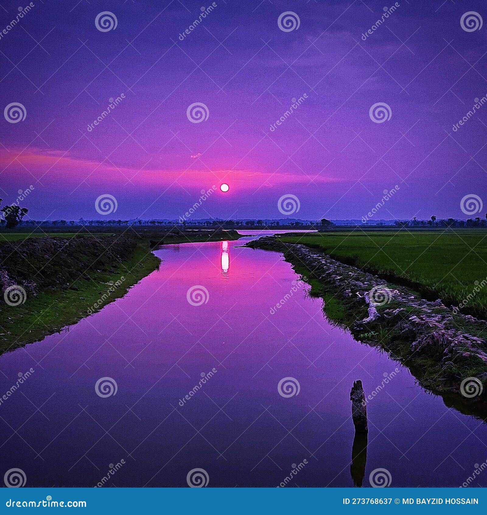 Beautiful River and Sunset Nature View Stock Image - Image of sunset ...