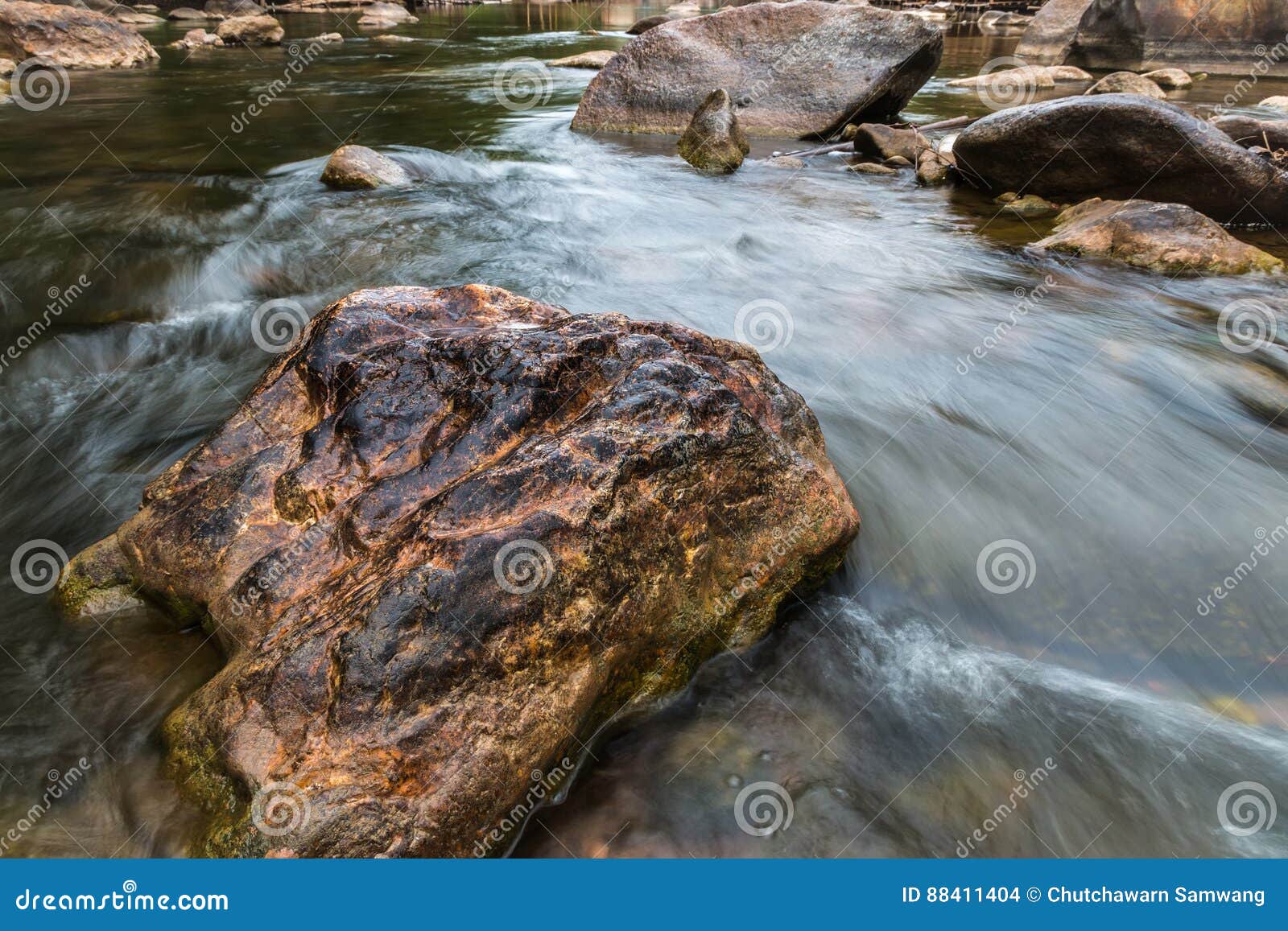 Beautiful River Water Flowing through Stones and Rocks Stock Photo ...