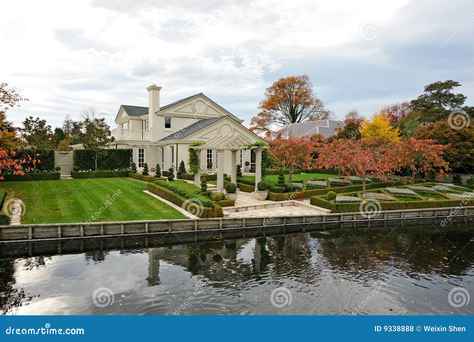 Beautiful Riverside Country Villa Stock Photo - Image of nature, green ...