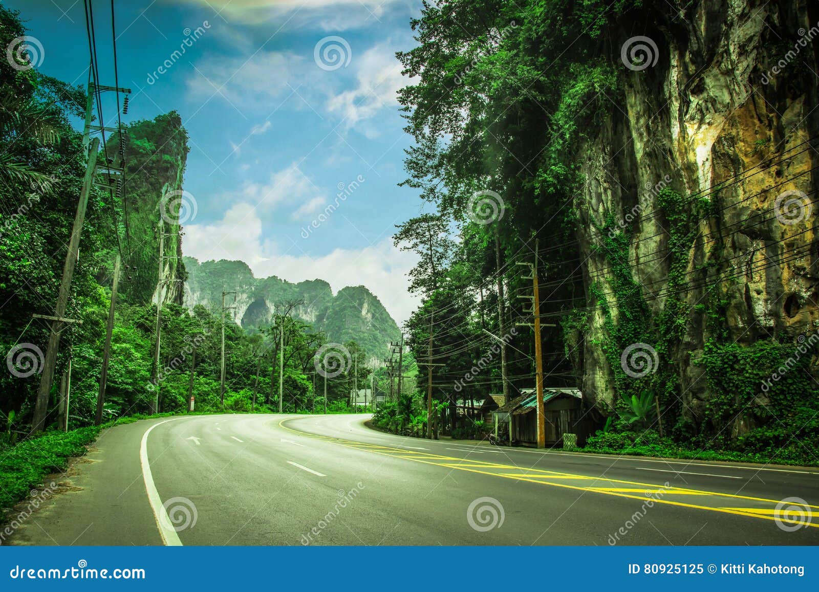 Beautiful Road with Beautiful Mountain Stock Image - Image of scene ...