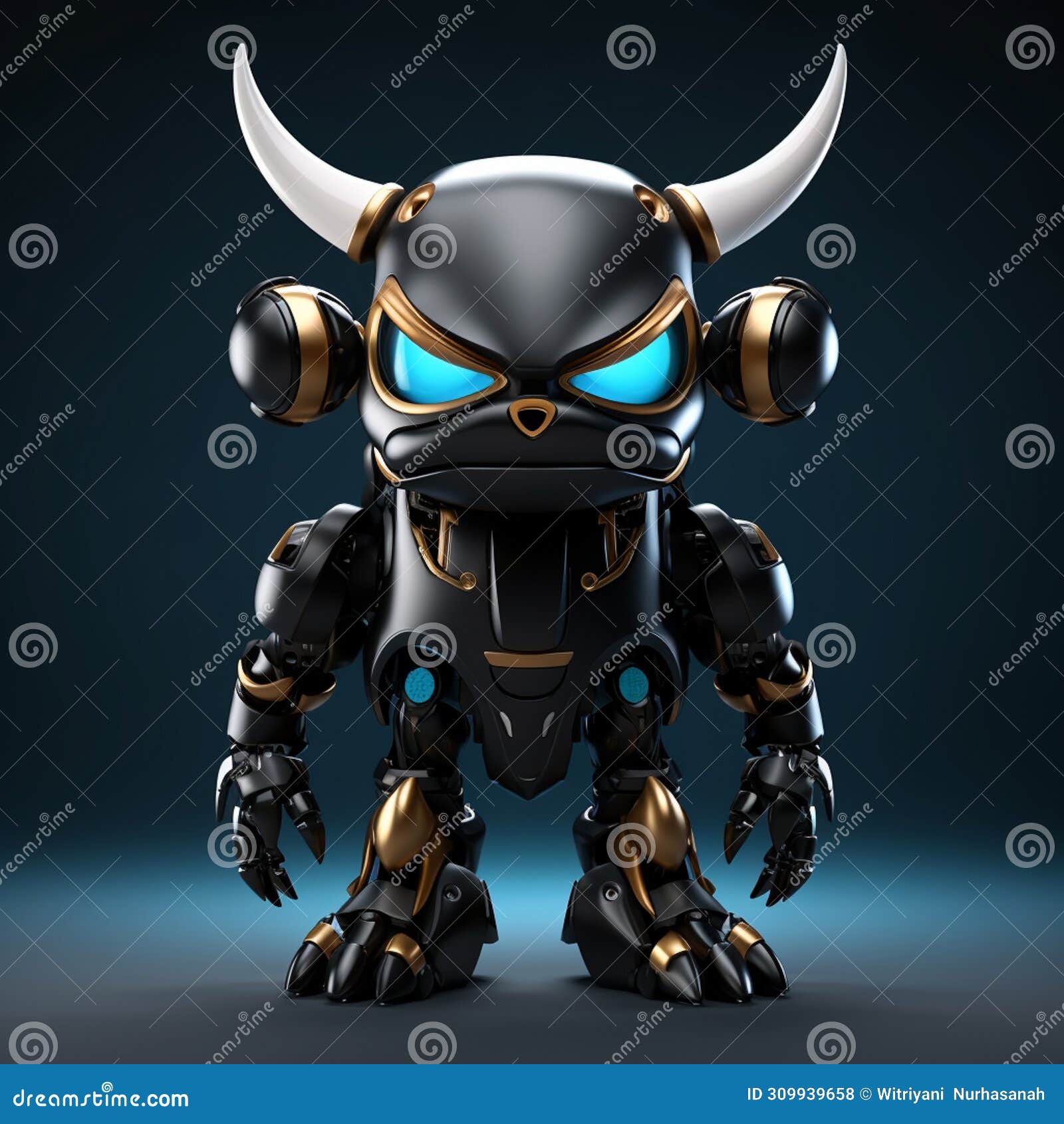 Beautiful Robot Bull, Black Background. Generative Ai Stock ...