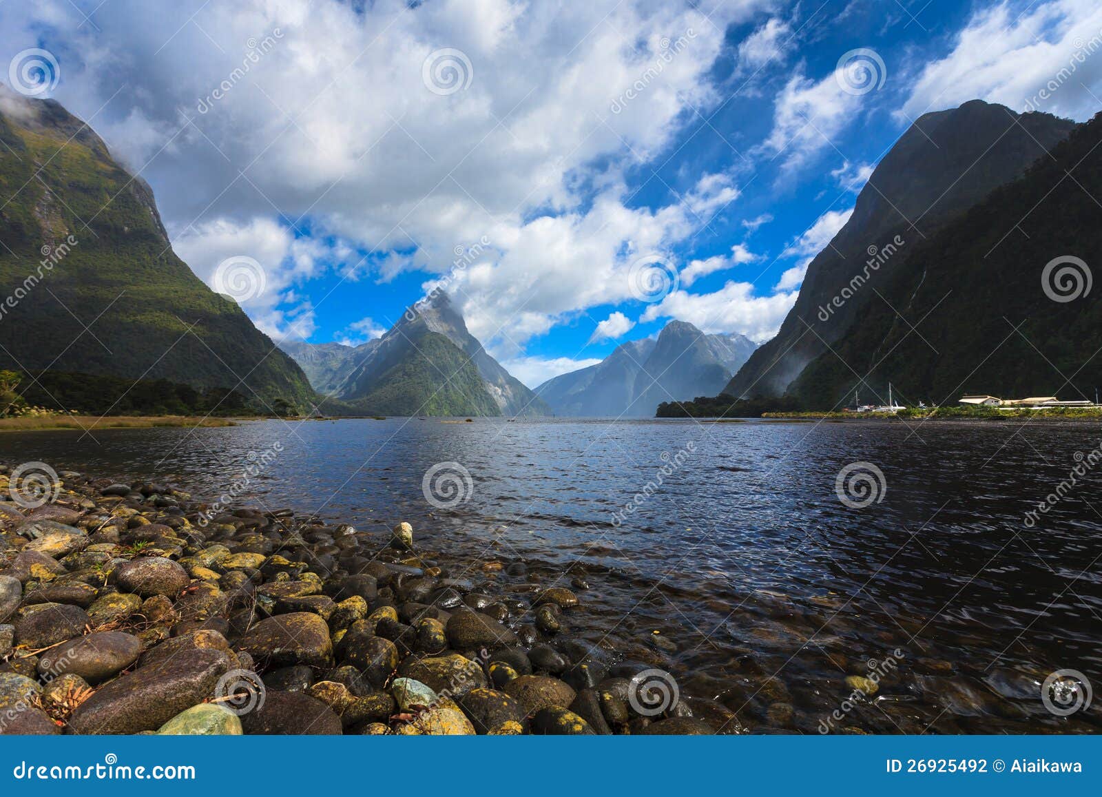 Beautiful Rock Foreground at Milford Sound Stock Photo - Image of ...
