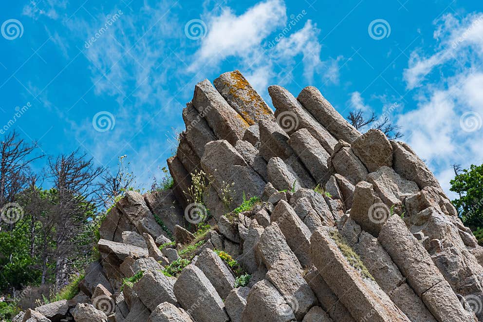 Beautiful Rock Formed by Columnar Basalt Against the Sky Stock Image ...