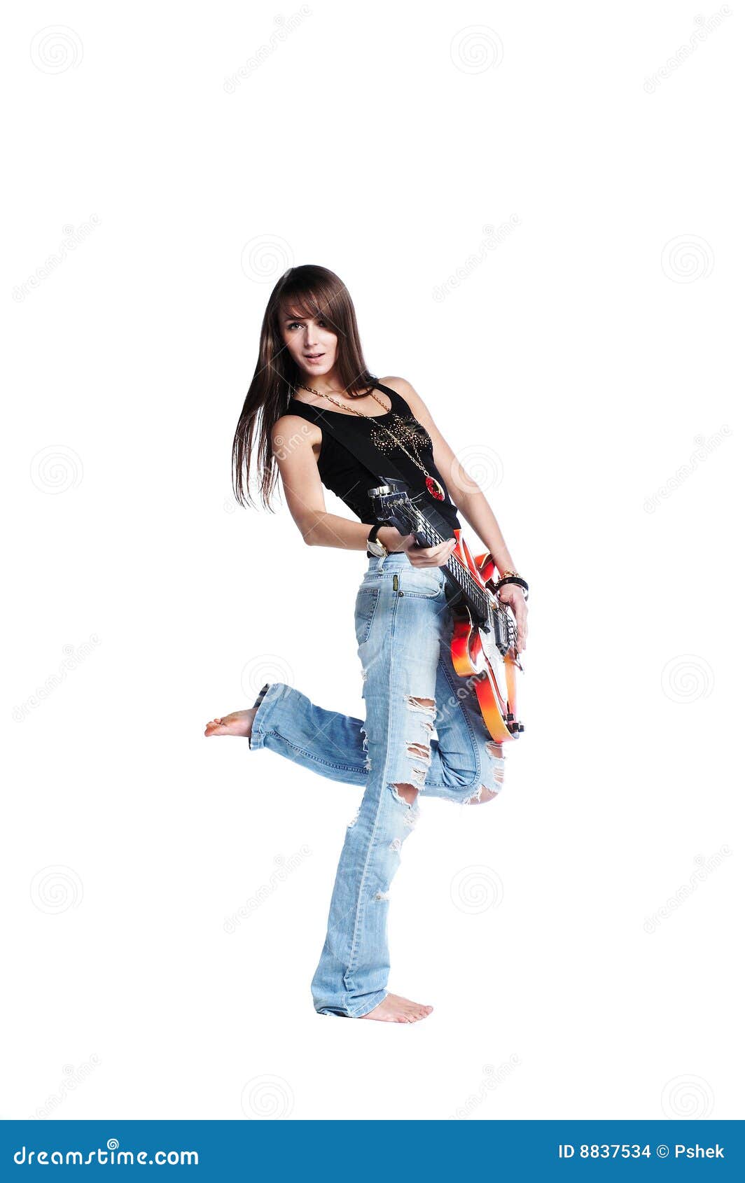 Beautiful rock-n-roll girl stock photo. Image of isolated - 8837534