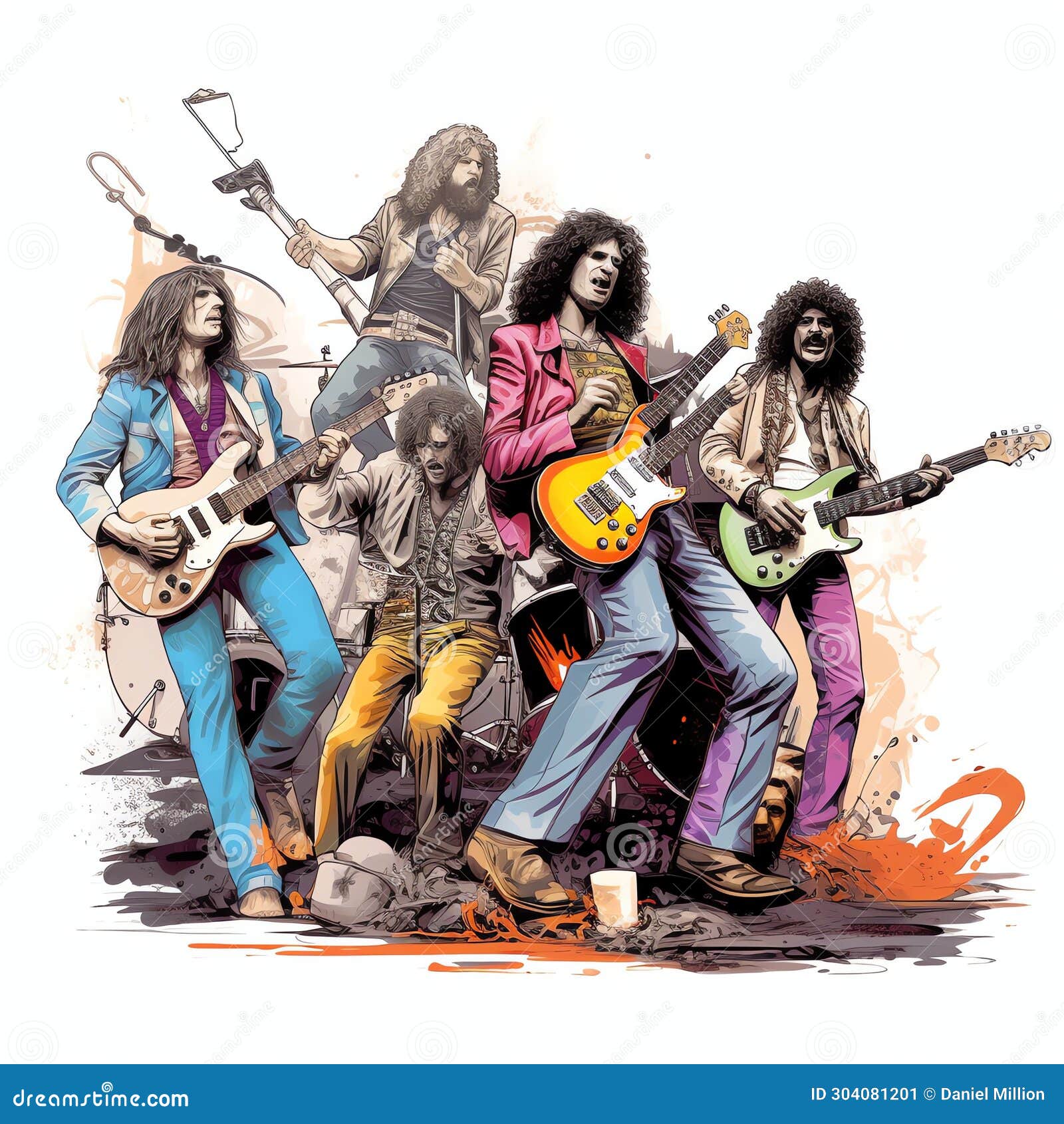 Beautiful Rock and Roll Band Clipart Illustration Stock Illustration ...
