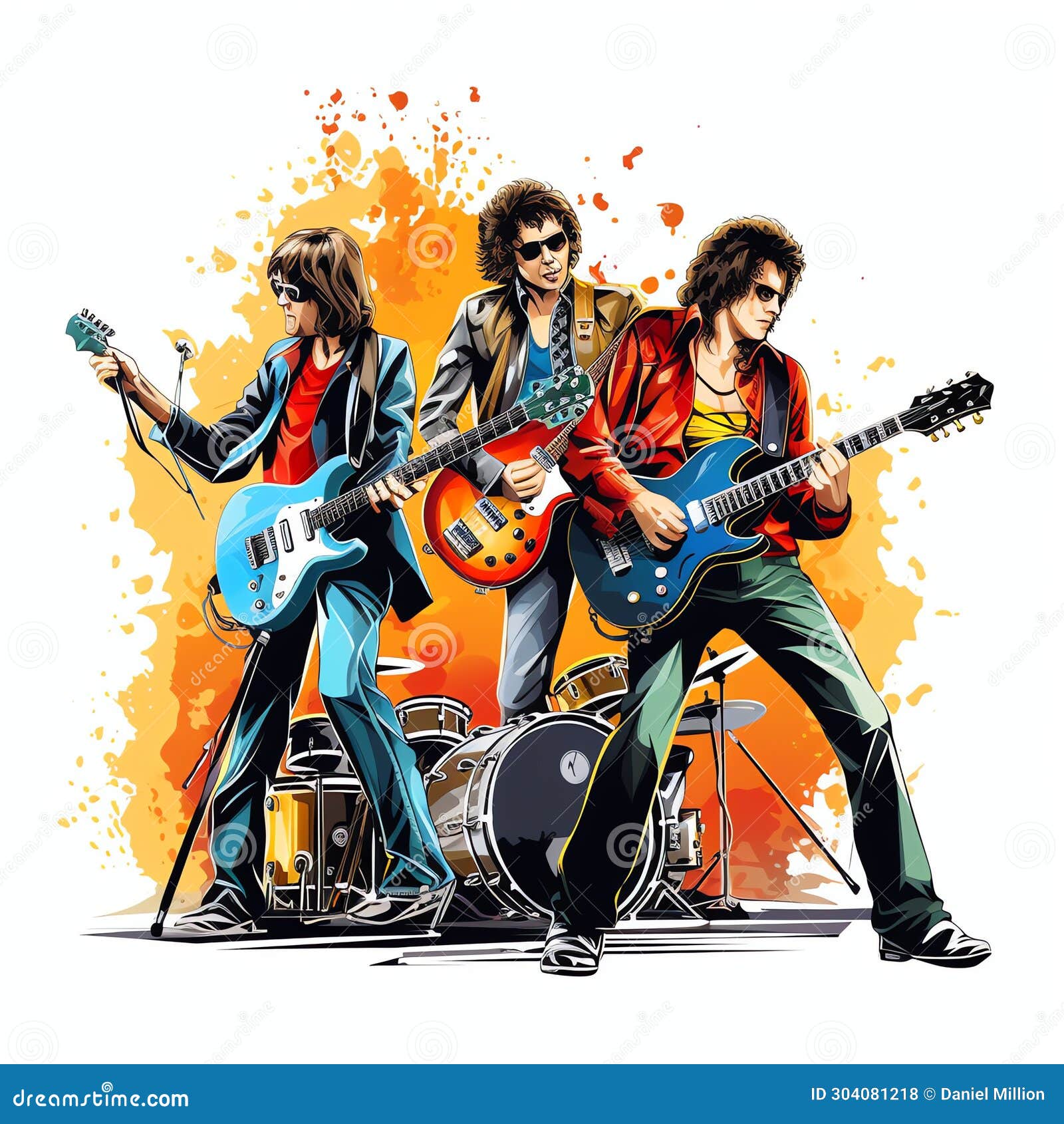Beautiful Rock and Roll Band Clipart Illustration Stock Illustration ...