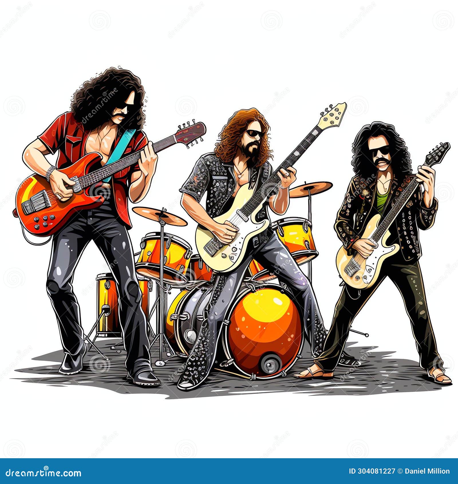 Beautiful Rock and Roll Band Clipart Illustration Stock Illustration ...