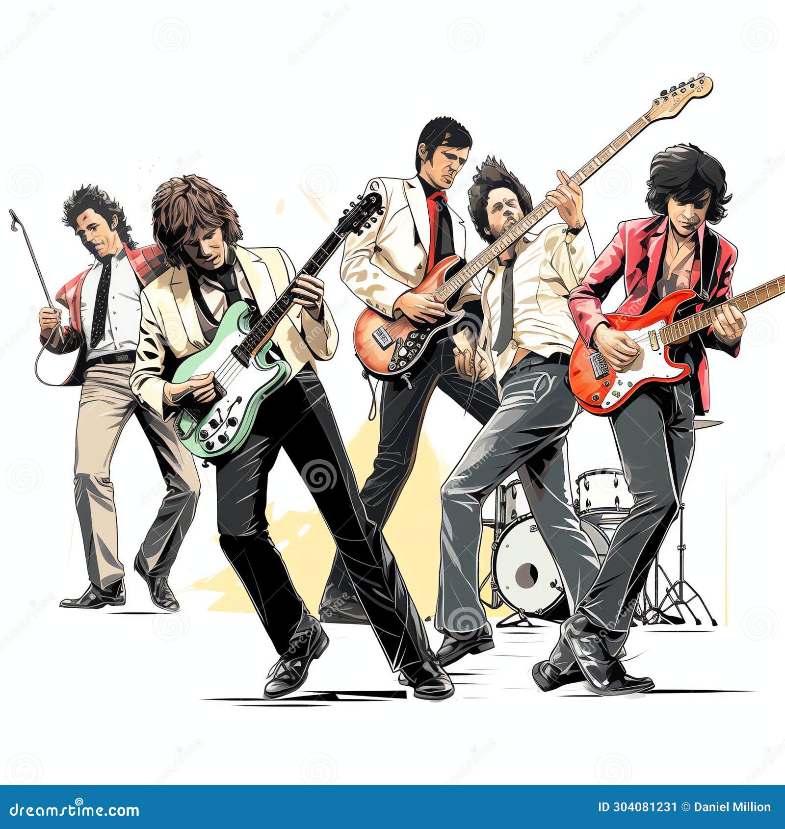Beautiful Rock and Roll Band Clipart Illustration Stock Illustration ...