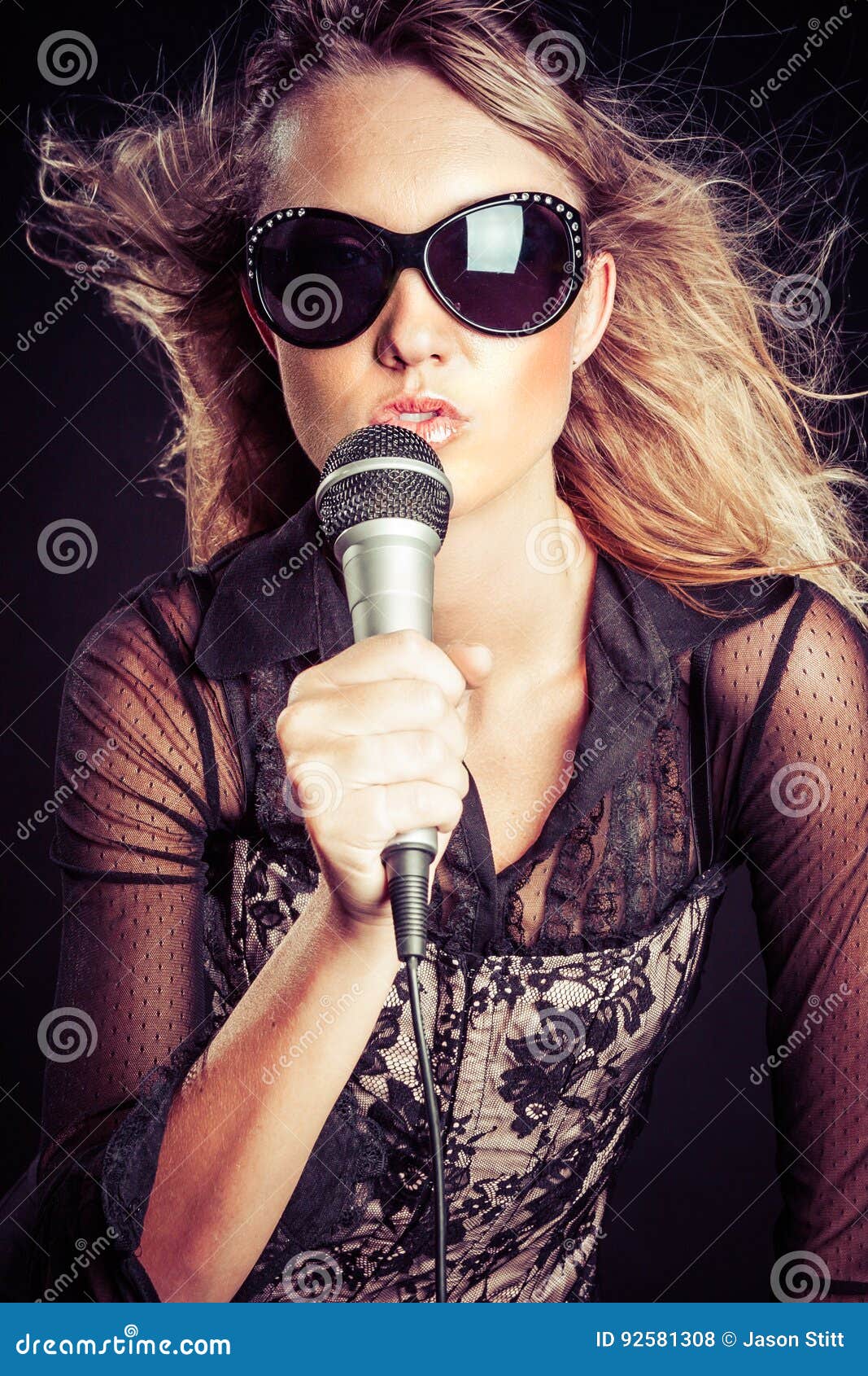 Beautiful Rock Star stock photo. Image of blond, karaoke - 92581308