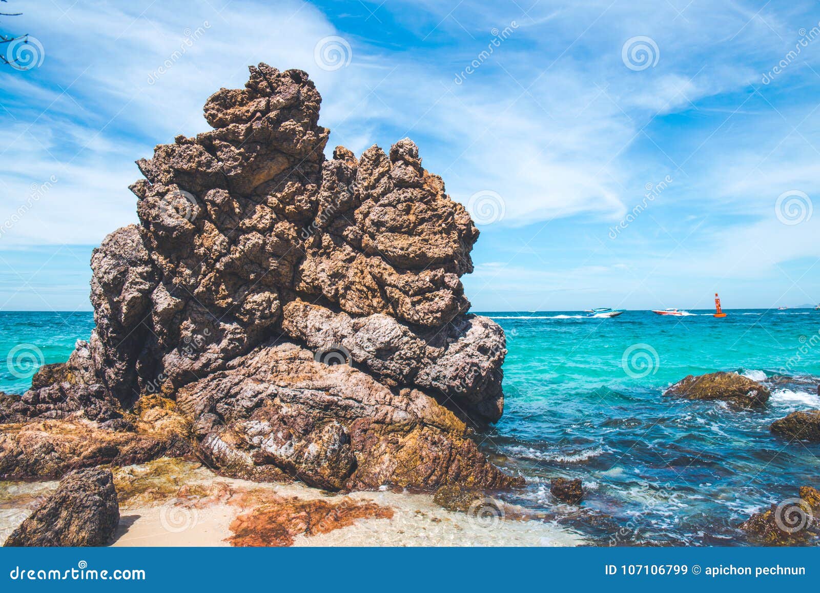 Beautiful Rocky Beach by the Sea. Stock Image - Image of backdrop ...
