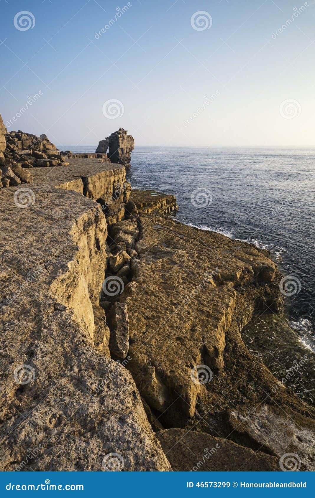 Beautiful Rocky Cliff Landscape with Sunset Over Ocean Stock Image ...