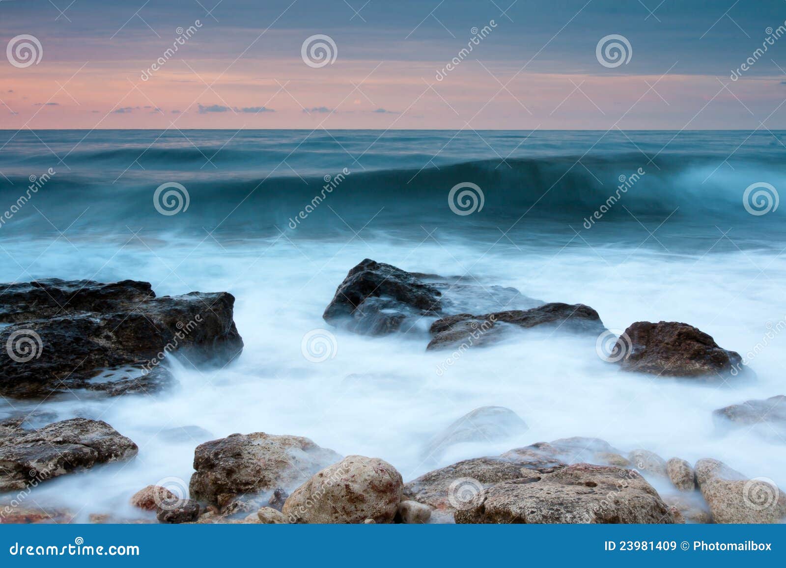 Beautiful Rocky Sea Beach at the Sunset Stock Image - Image of empty ...