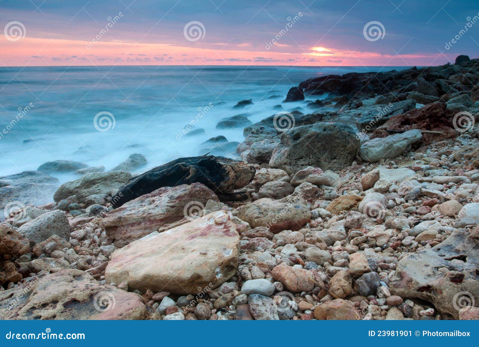 Beautiful Rocky Sea Beach at the Sunset Stock Image - Image of holiday ...