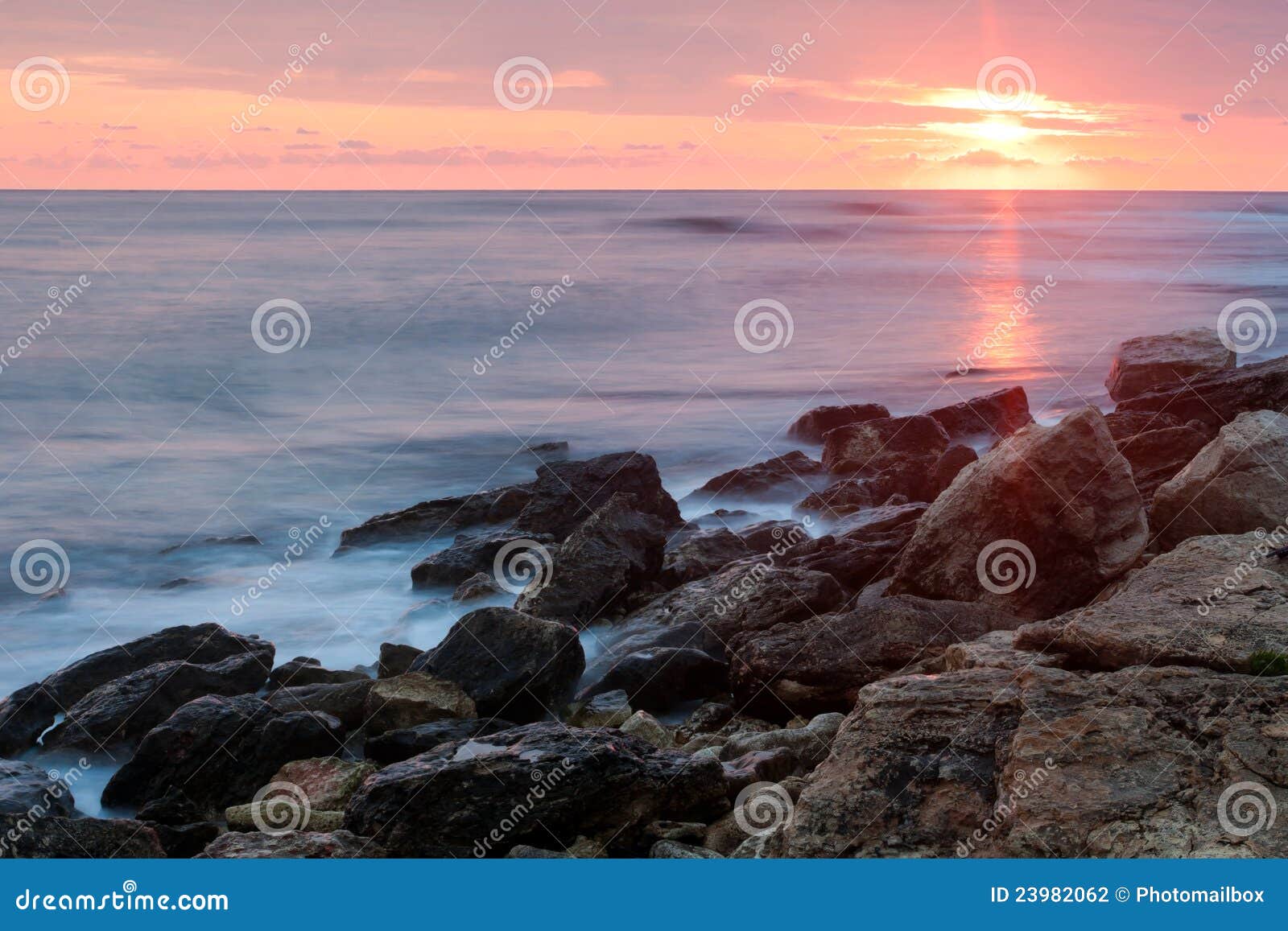 Beautiful Rocky Sea Beach at the Sunset Stock Photo - Image of scenery ...