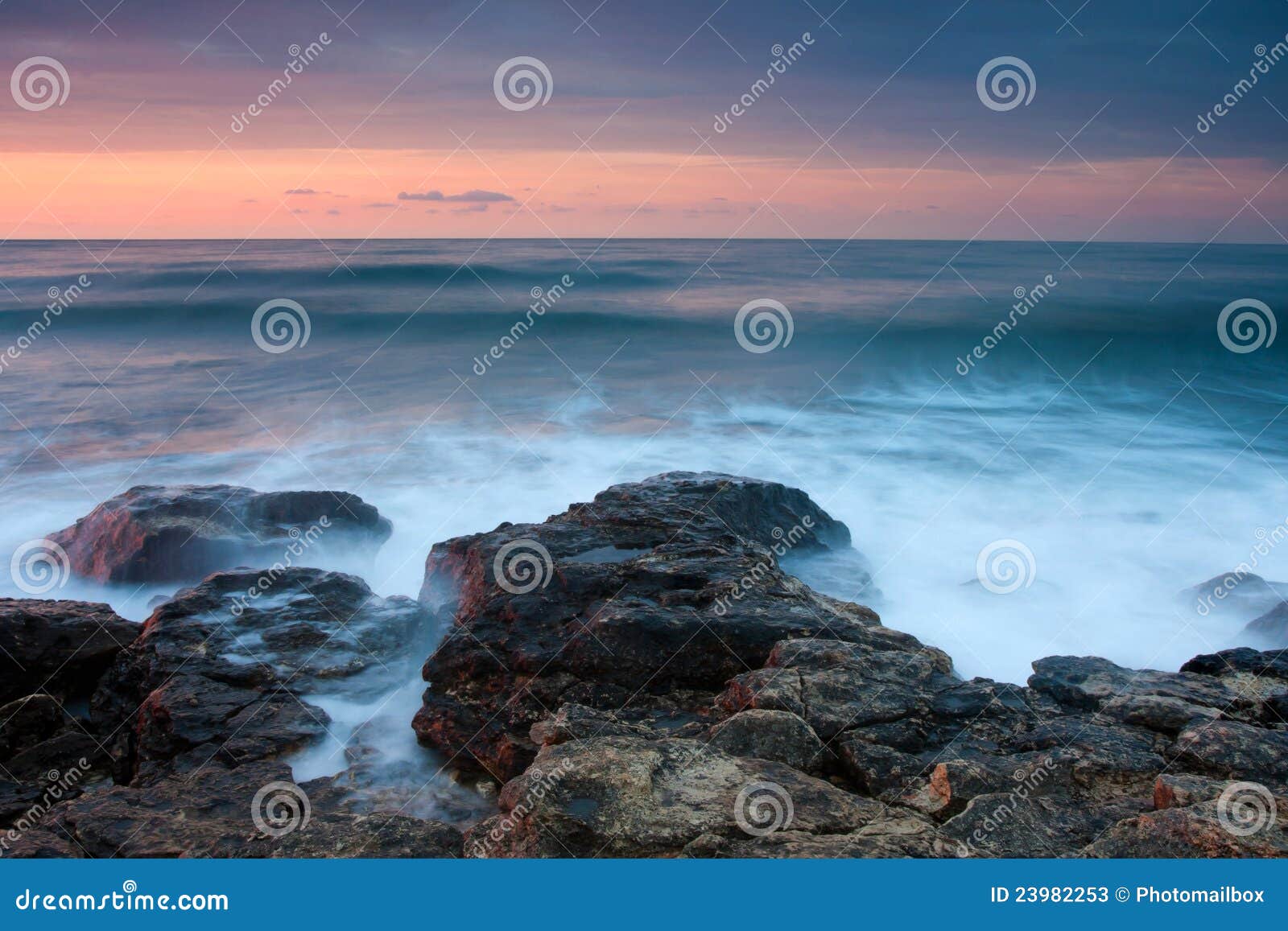 Beautiful Rocky Sea Beach at the Sunset Stock Image - Image of rock ...