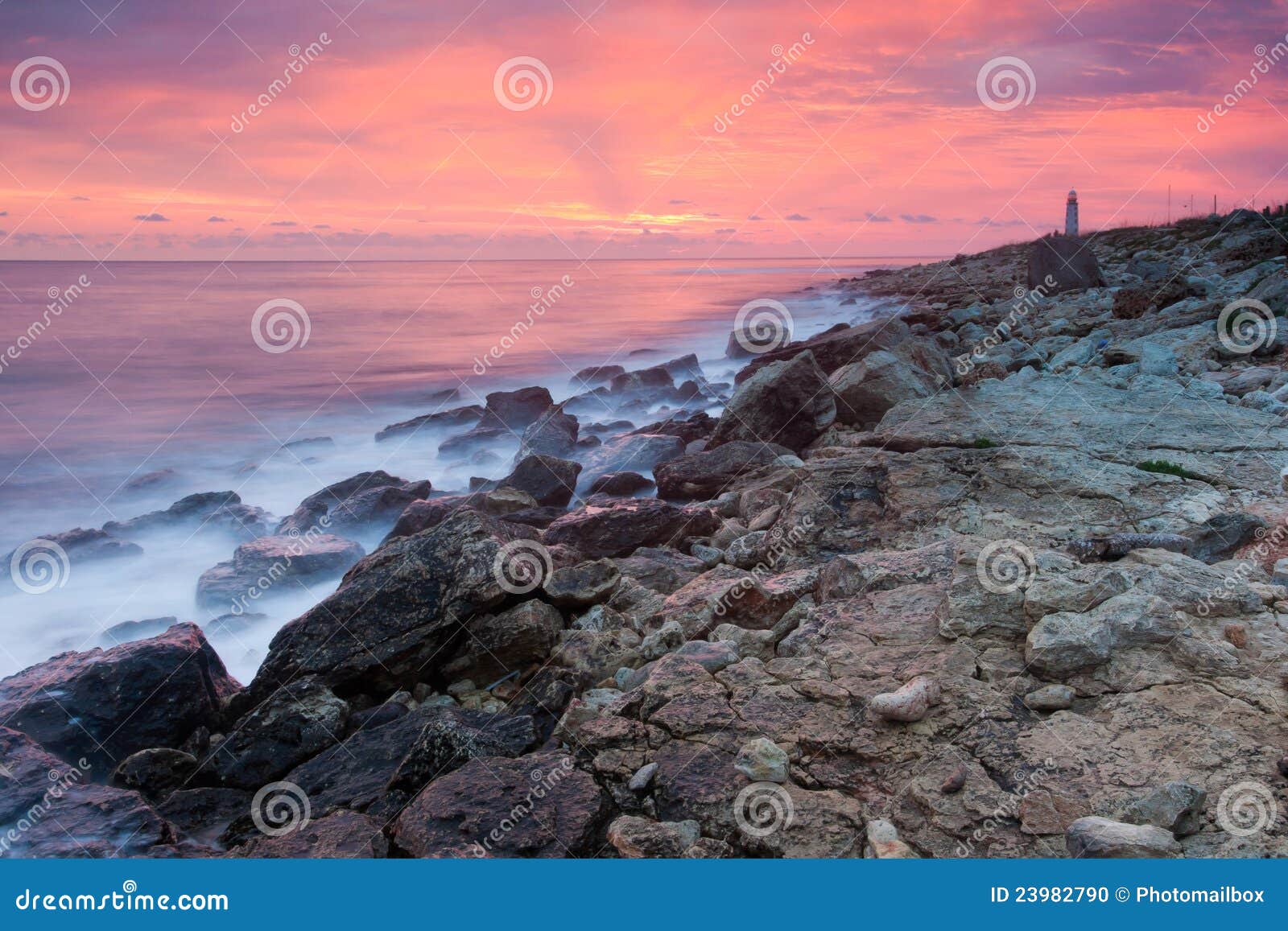 Beautiful Rocky Sea Beach at the Sunset Stock Photo - Image of ...