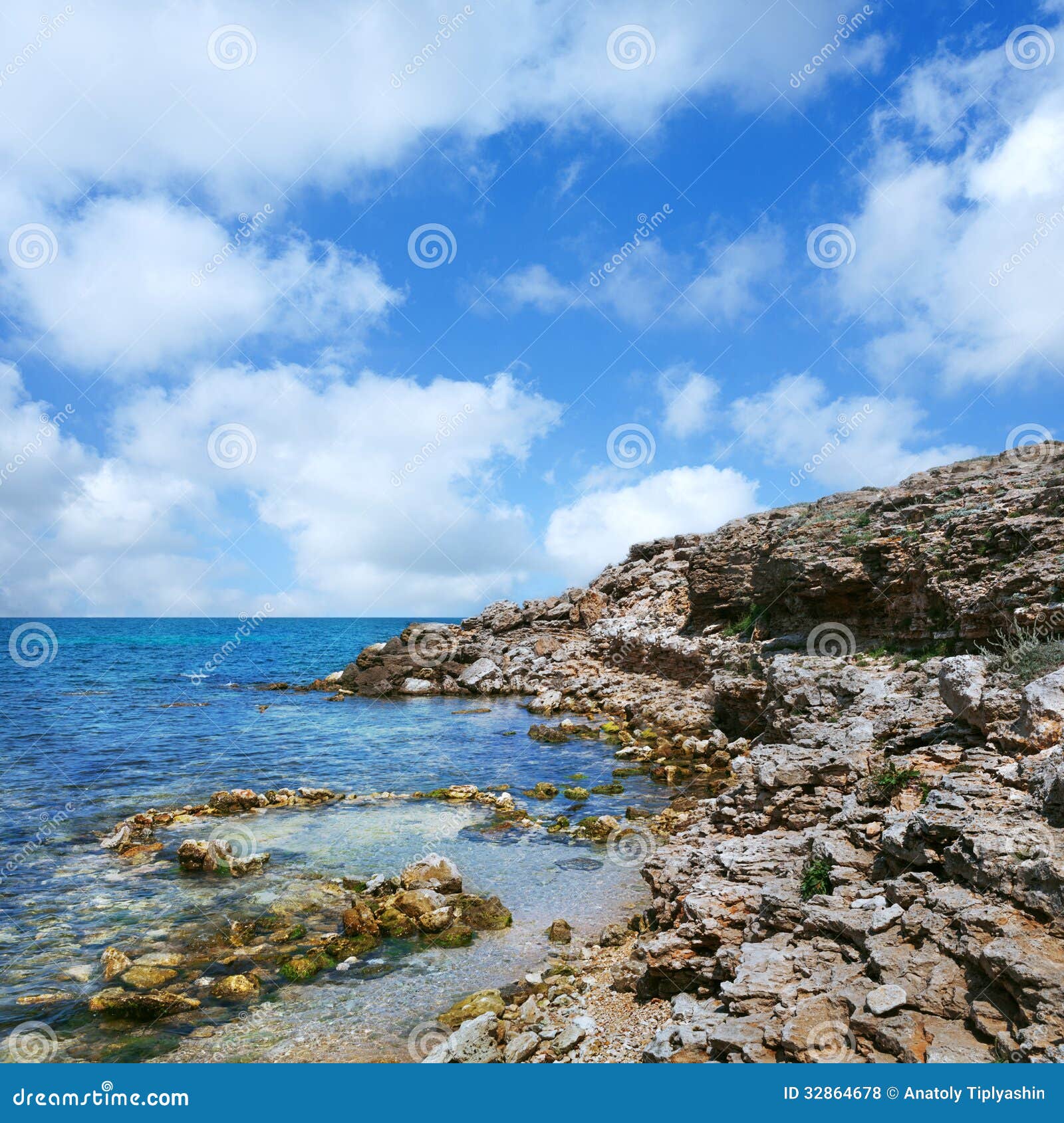 Beautiful rocky sea coast stock photo. Image of hill - 32864678