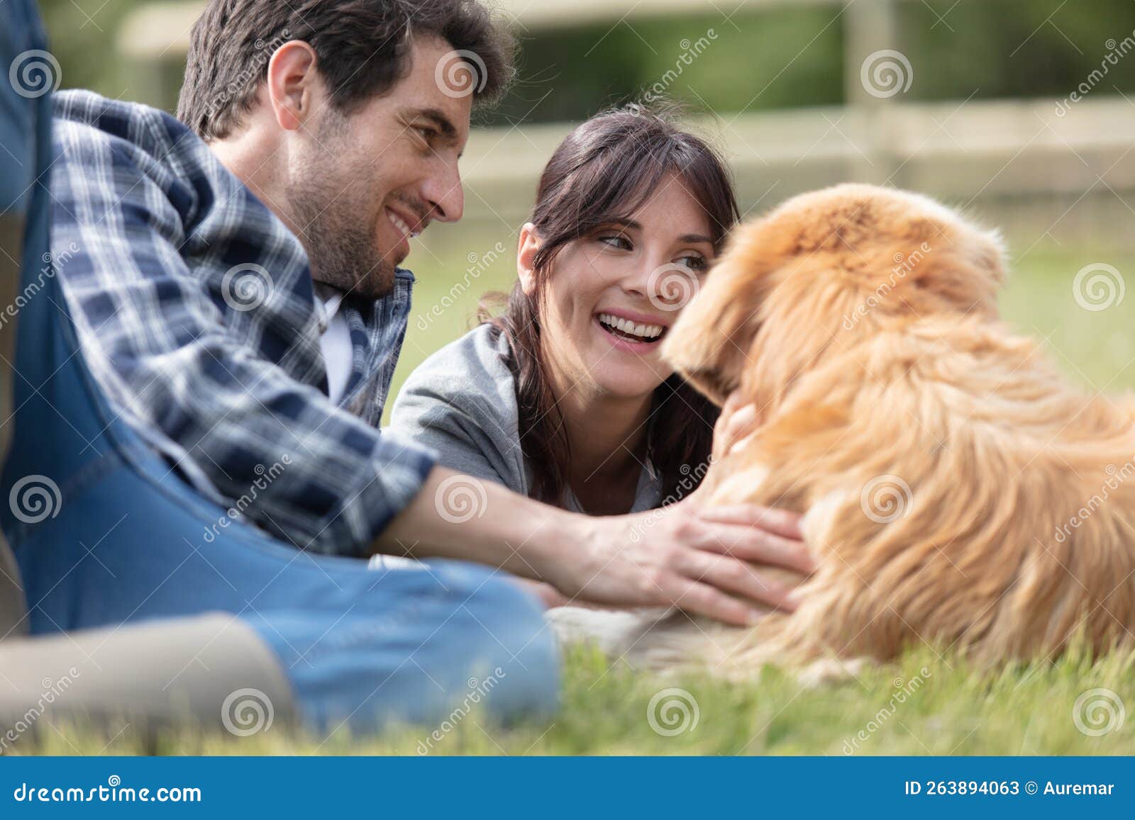 Beautiful Romantic Couple with Their Dog Stock Image - Image of selfie ...