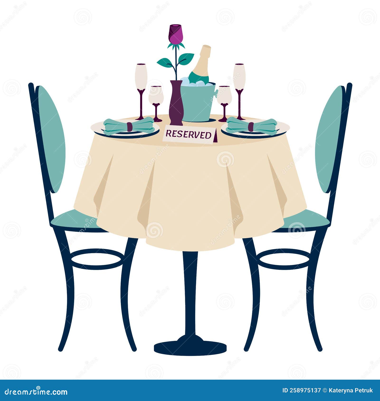 Beautiful Romantic Dinner. Romantic Setting Stock Vector - Illustration ...