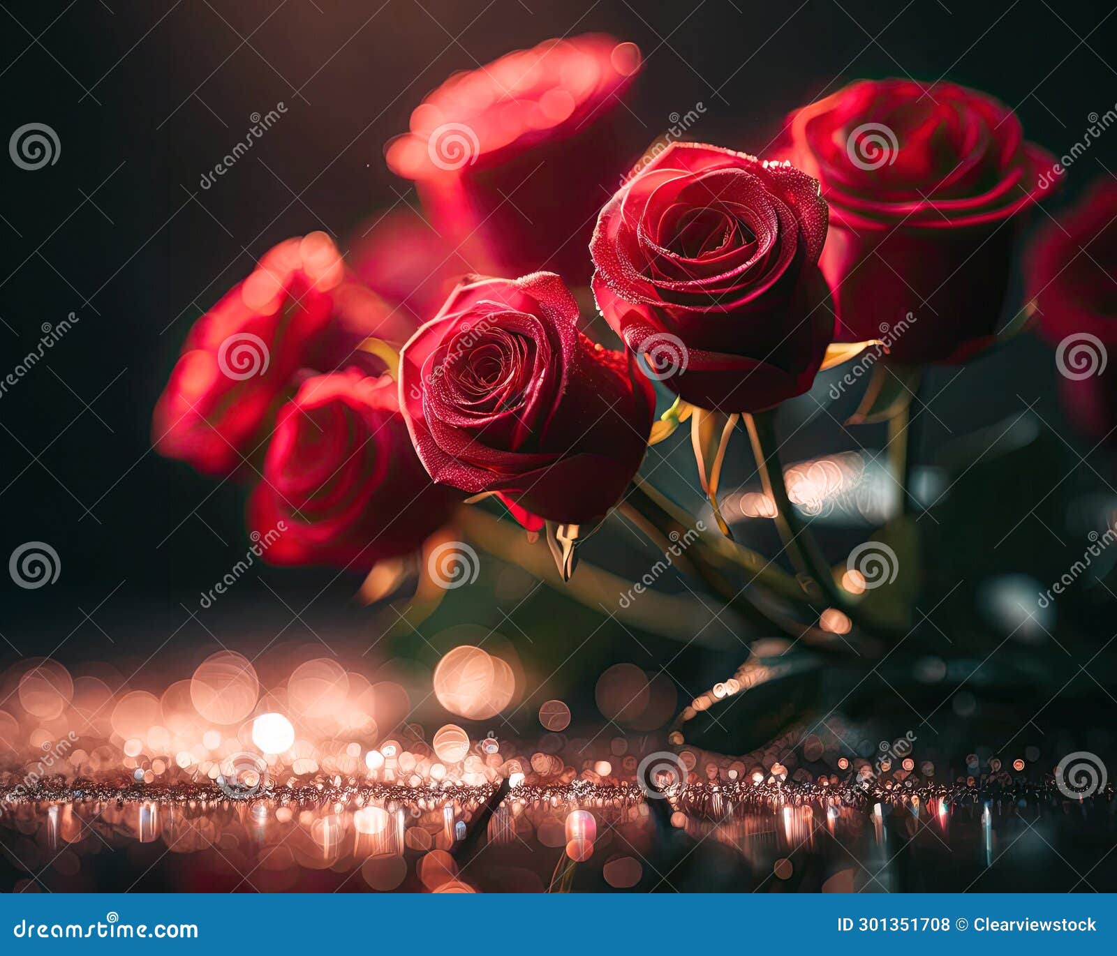 Beautiful Romantic Red Roses Flowers Stock Illustration - Illustration ...