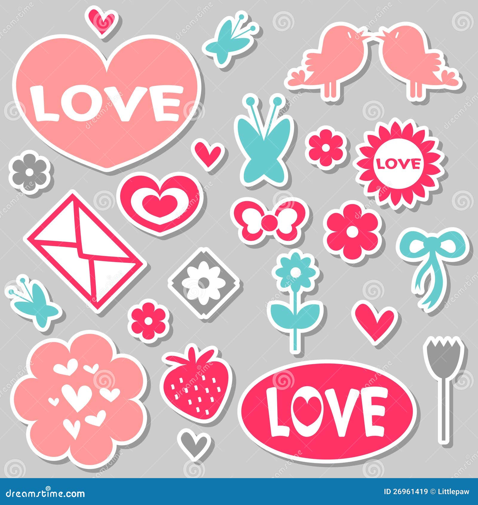 Beautiful Romantic Stickers Stock Vector - Illustration of candy ...