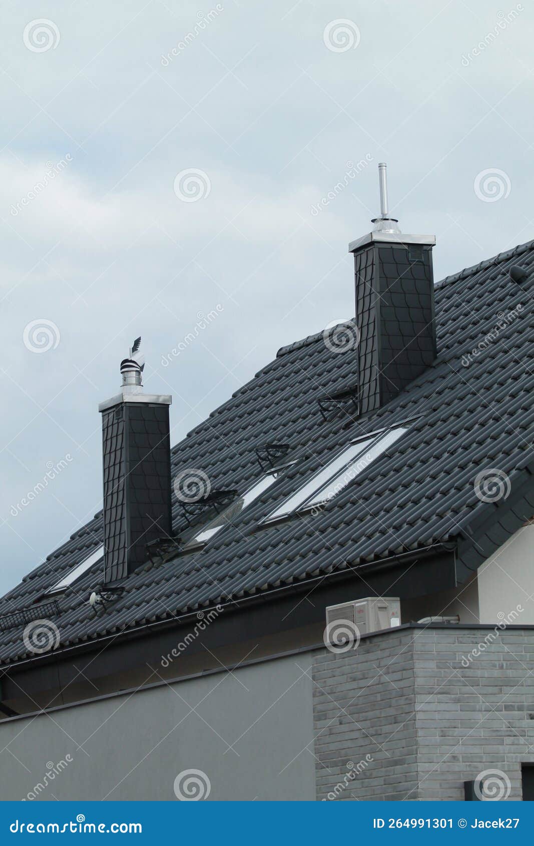 Beautiful Roof and Two Chimneys Stock Image - Image of stadium, mast ...