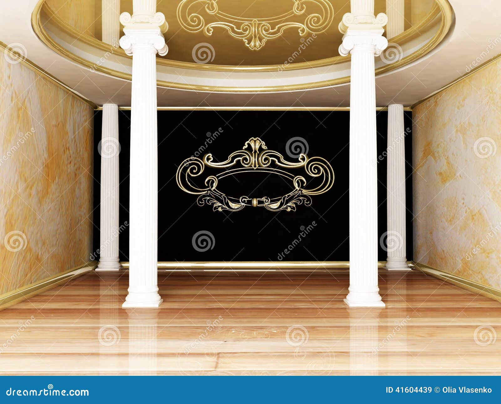 Beautiful Room with Columns Stock Illustration - Illustration of gold ...