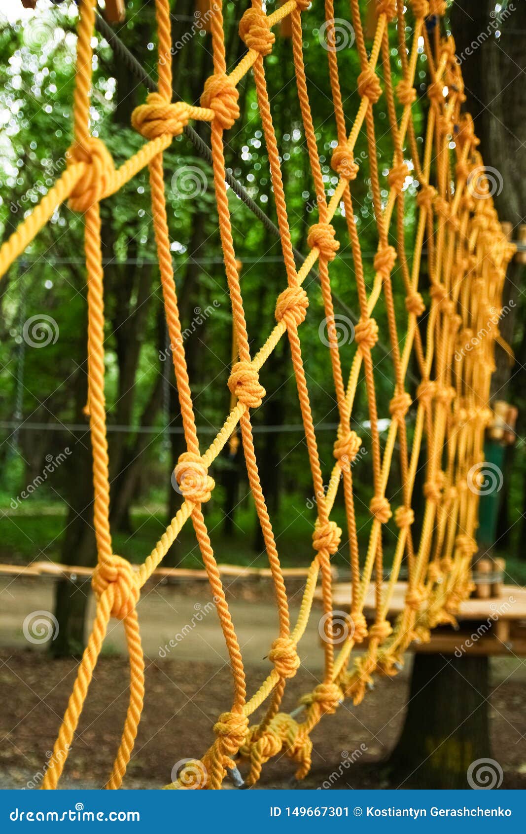 Beautiful Rope and Net Climbing in the Park on the Nature Stock Image ...