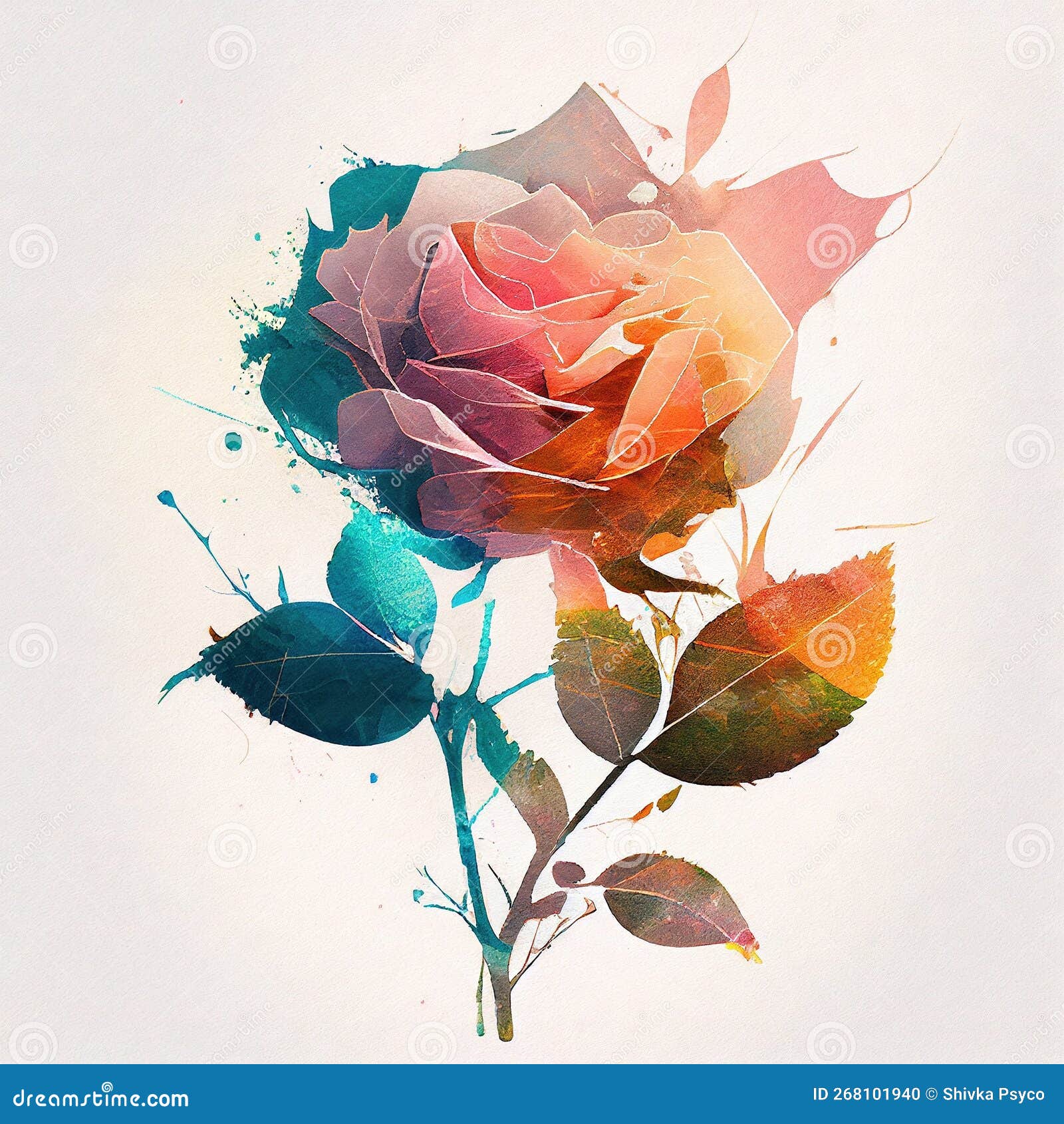 Beautiful Rose Abstract Art on White Background Generative Ai Stock ...