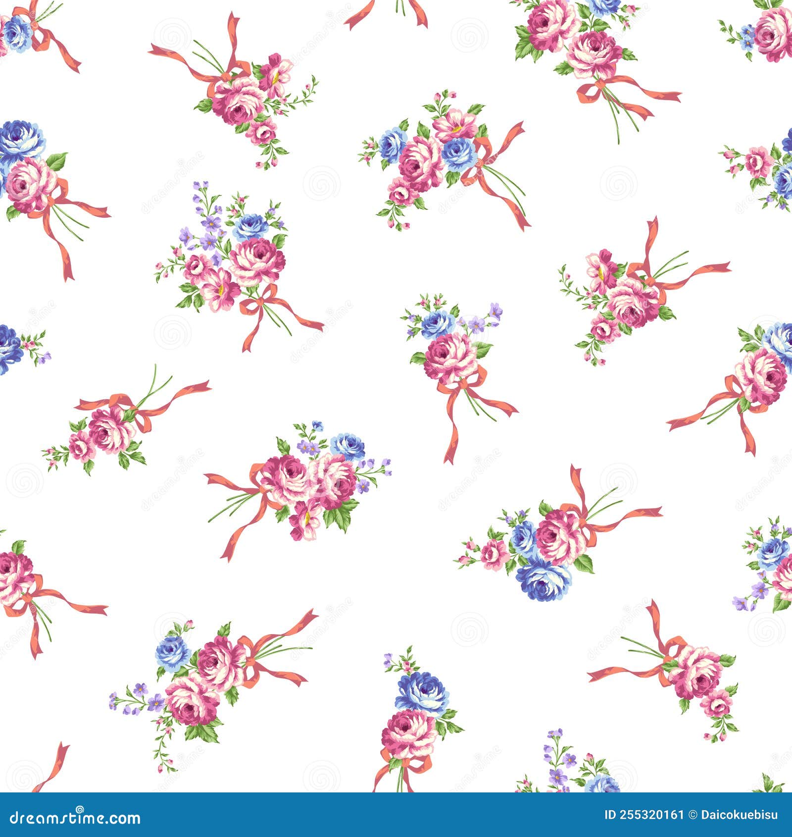 A Beautiful Rose Bouquet Made into a Seamless Pattern, Stock Vector ...