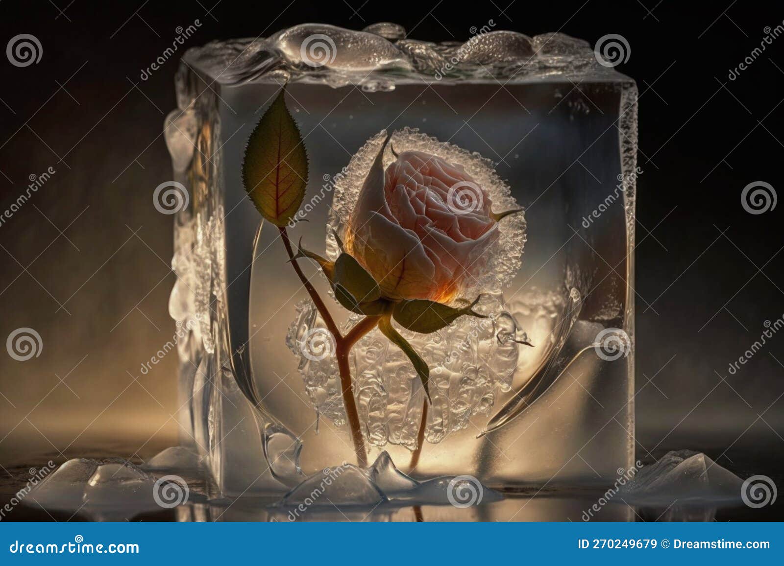 Rose in an Ice Cube - Generative AI Stock Illustration - Illustration ...