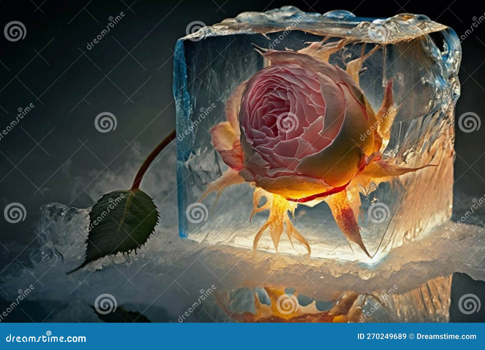 Rose in an Ice Cube - Generative AI Stock Illustration - Illustration ...
