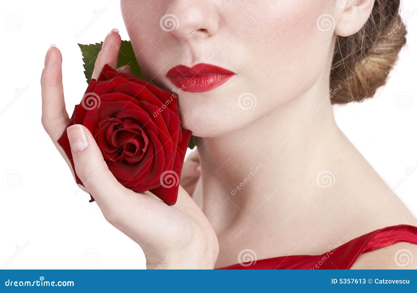 Beautiful Rose and Red Lips Stock Image - Image of romance, blond: 5357613