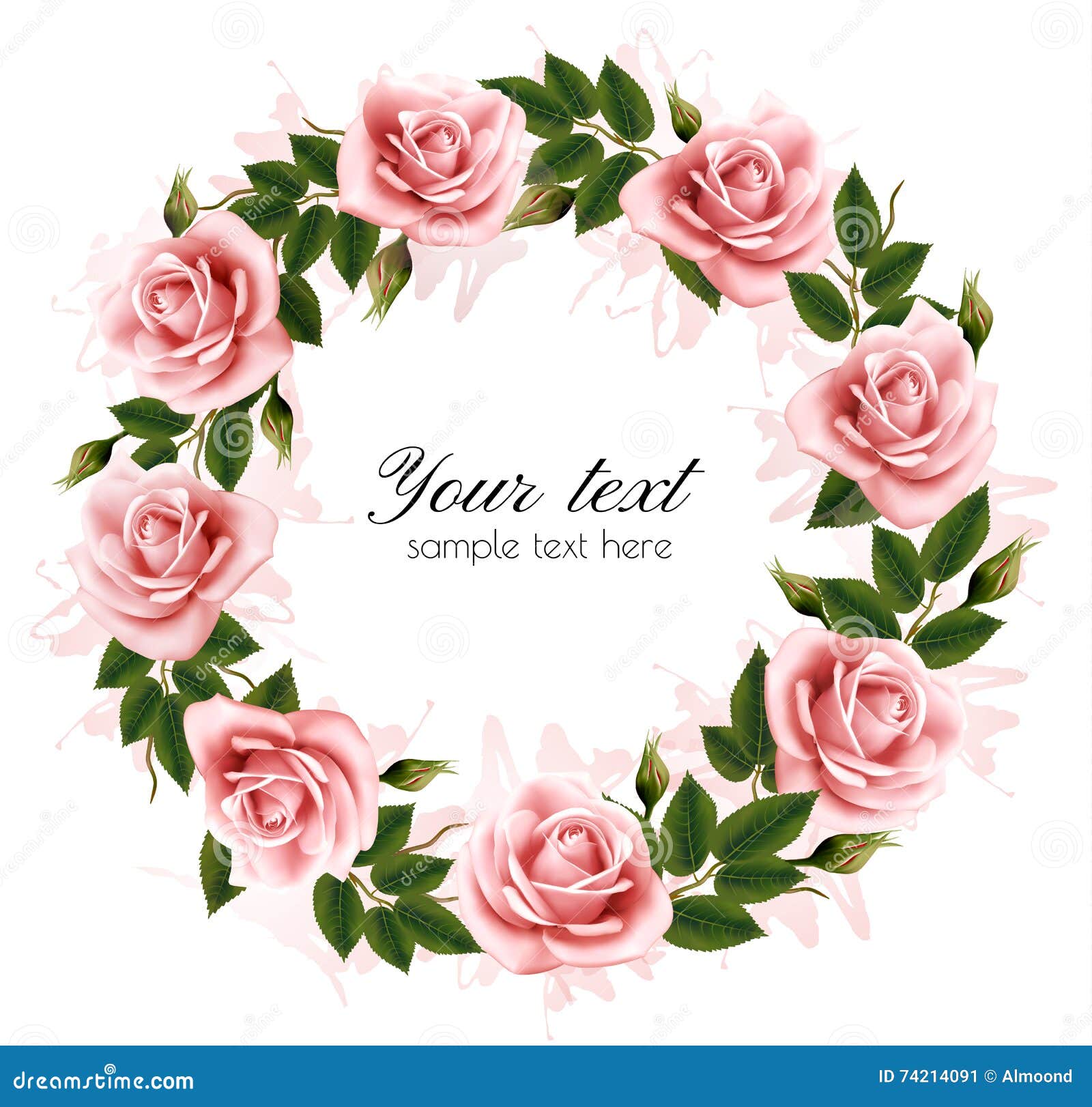 Beautiful rose wreath. stock vector. Illustration of drawing - 74214091