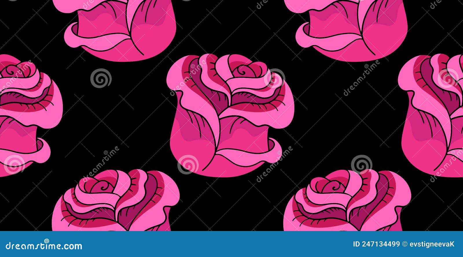 Beautiful Rosebud, Vector Seamless Pattern in the Style of Doodles ...