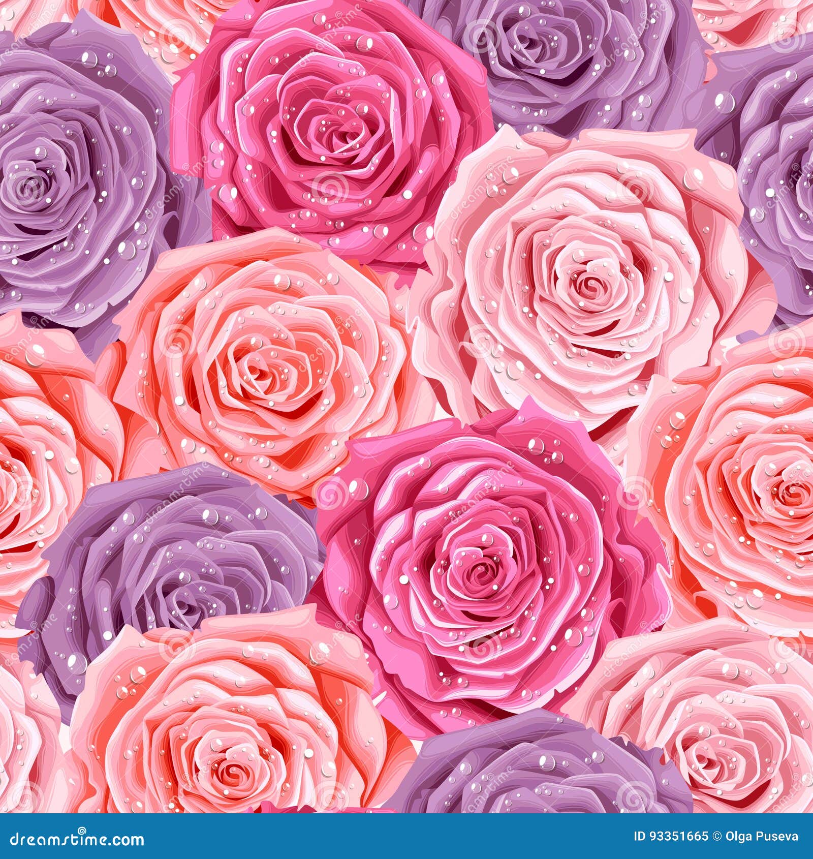 Beautiful roses seamless stock vector. Illustration of greeting - 93351665