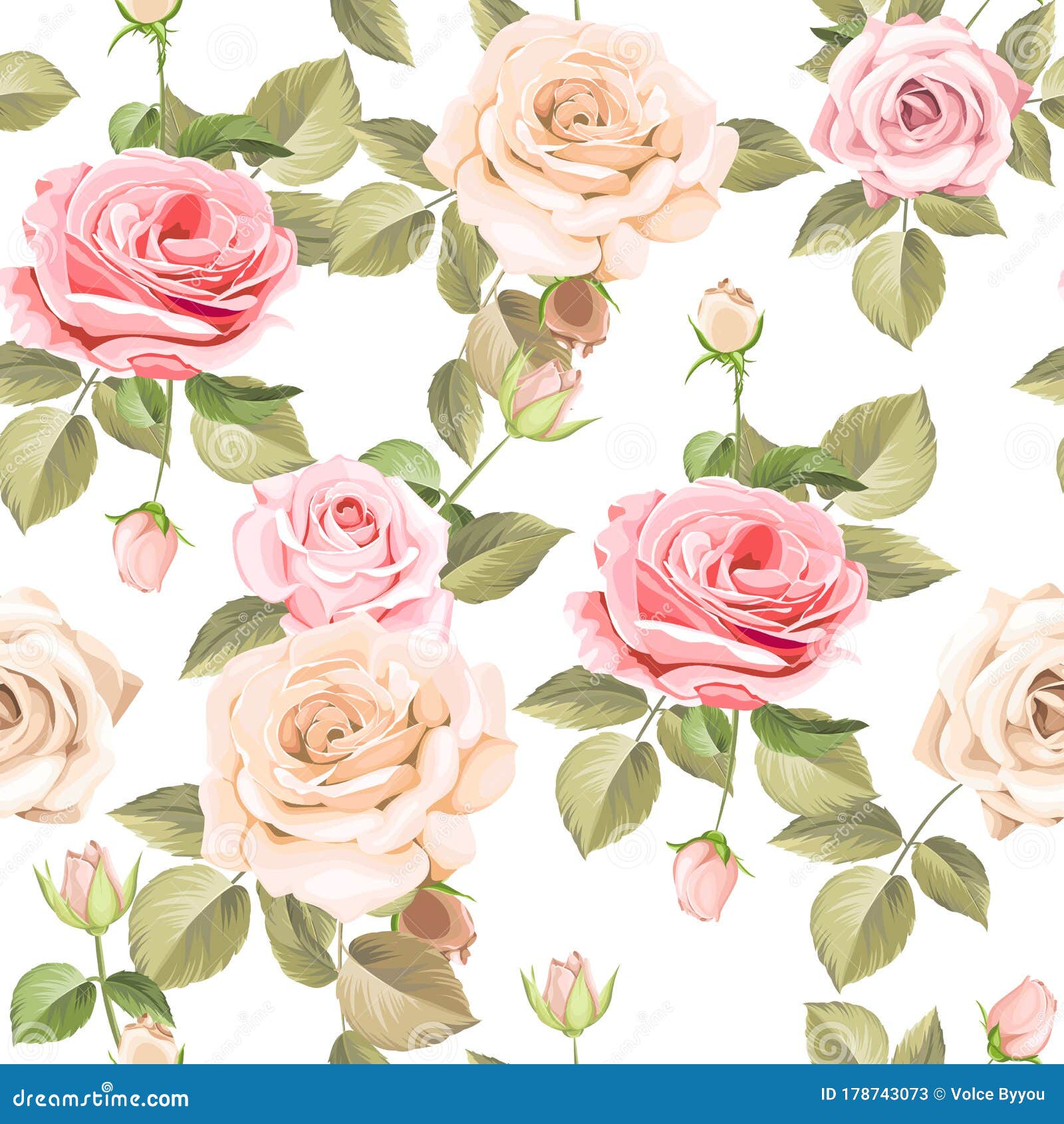 Beautiful Roses Seamless Pattern Stock Vector - Illustration of love ...