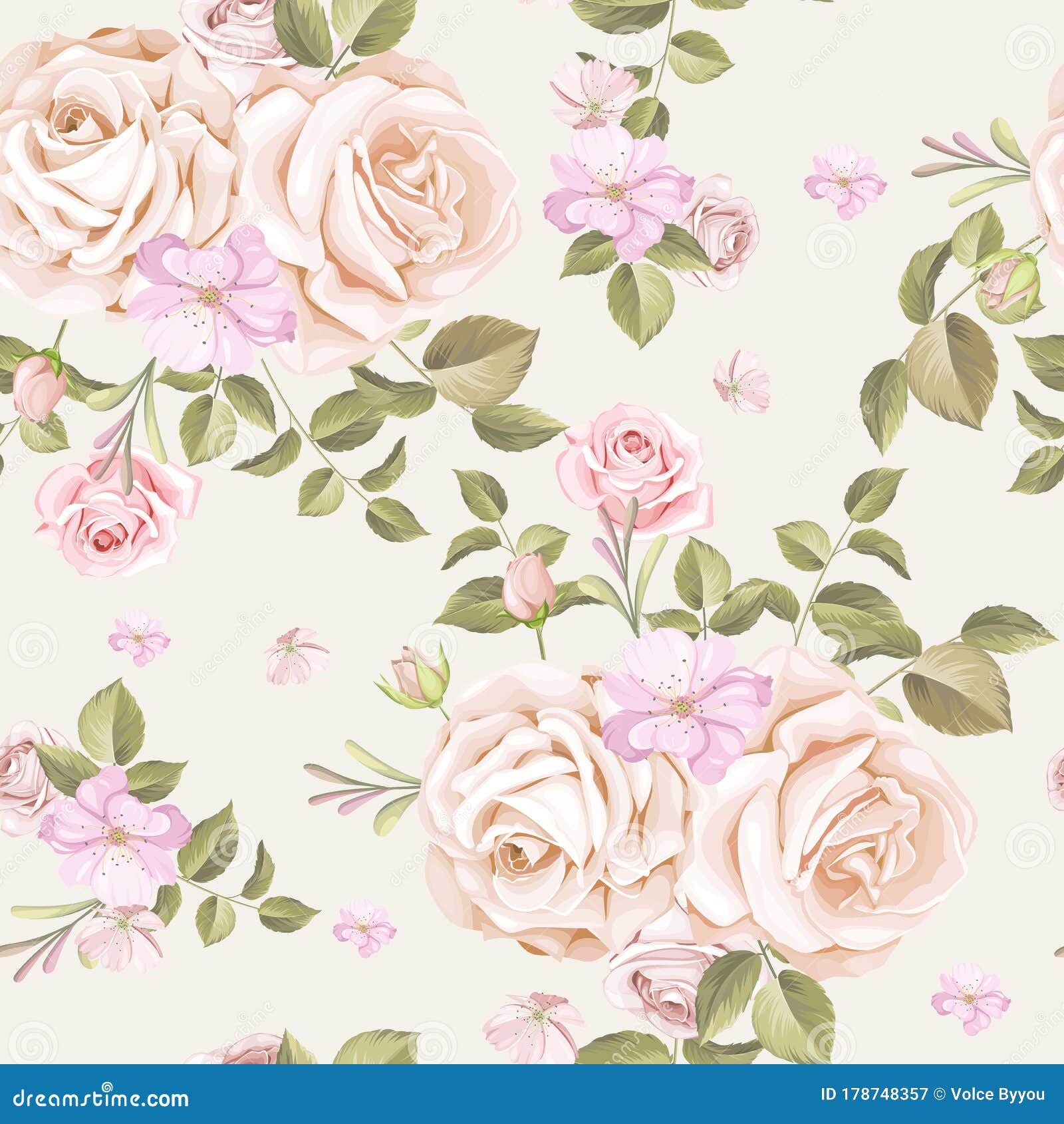 Beautiful Roses Seamless Pattern Stock Vector - Illustration of ...
