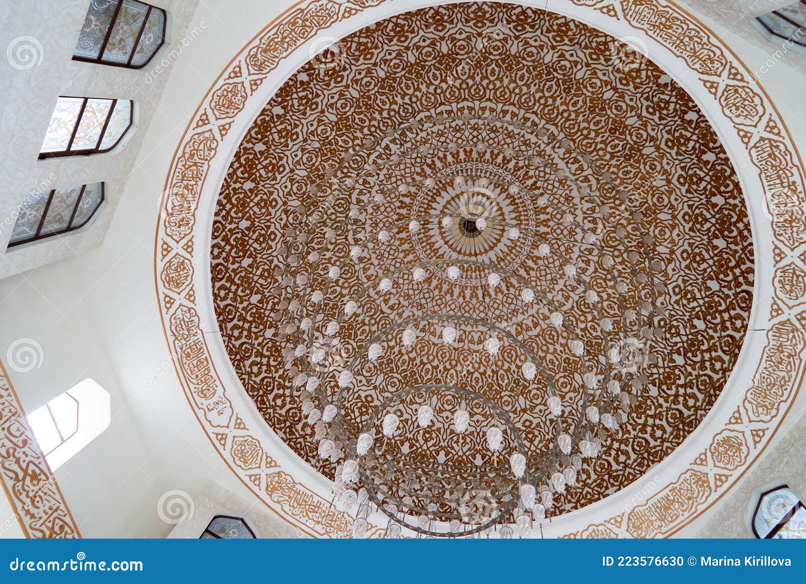 Beautiful round ceiling stock photo. Image of lighting - 223576630